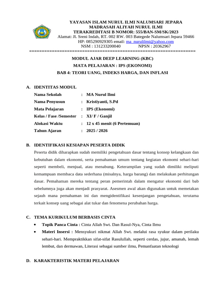 Modul Bab 4 Teori Uang, Indeks Harga, Dan Inflasi | PDF