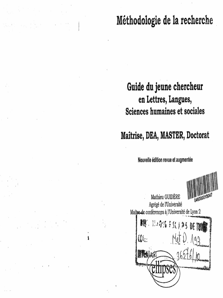 Méthodologie de La Recherche 2004 Mathieu Guidere | PDF