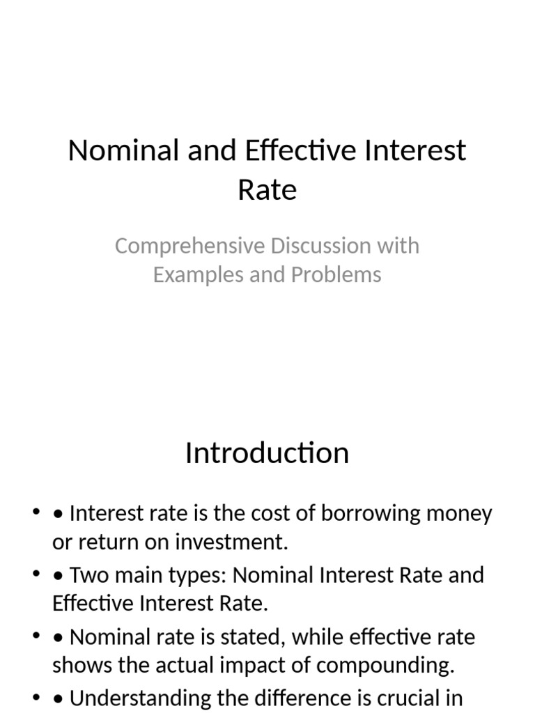 Nominal Vs Effective Interest Rate Full | PDF | Interest | Interest Rates