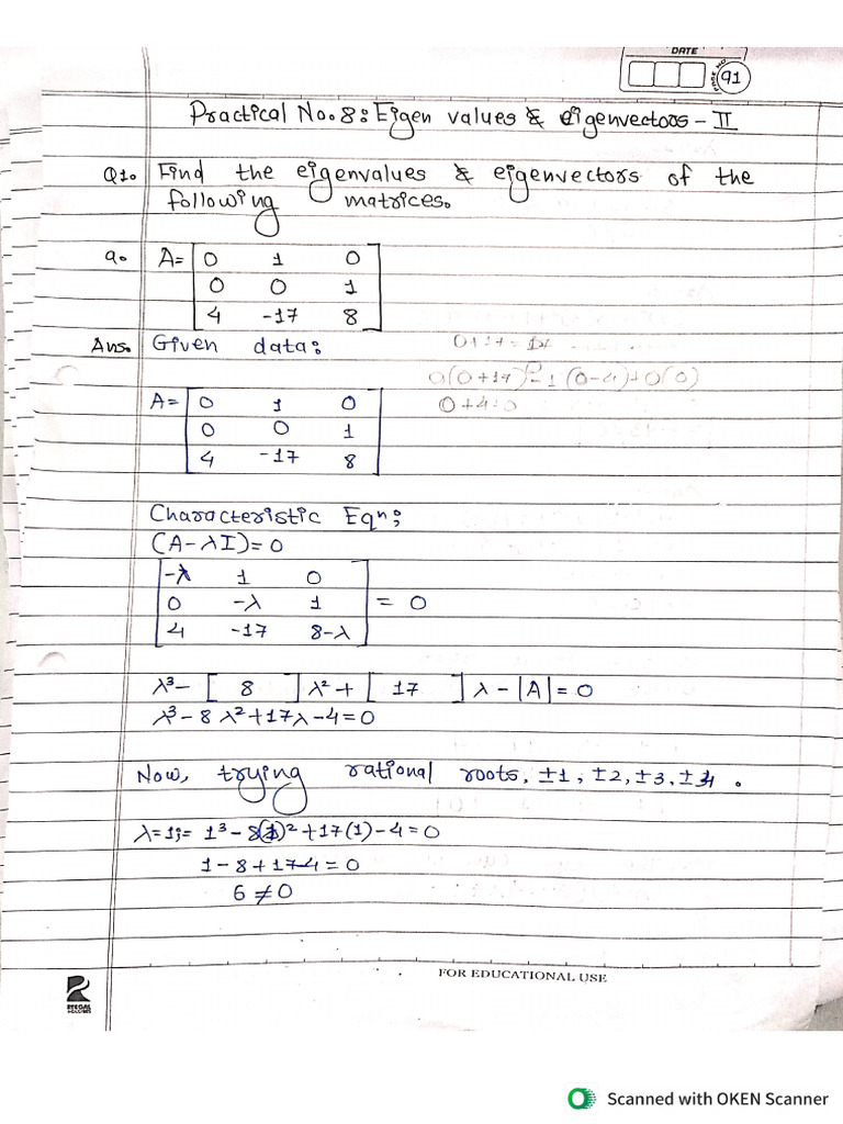 Apply Linear Algebra Practical 1 To 14 | PDF