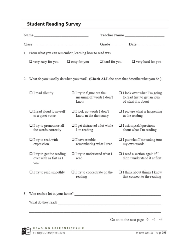 Student Reading Survey | PDF