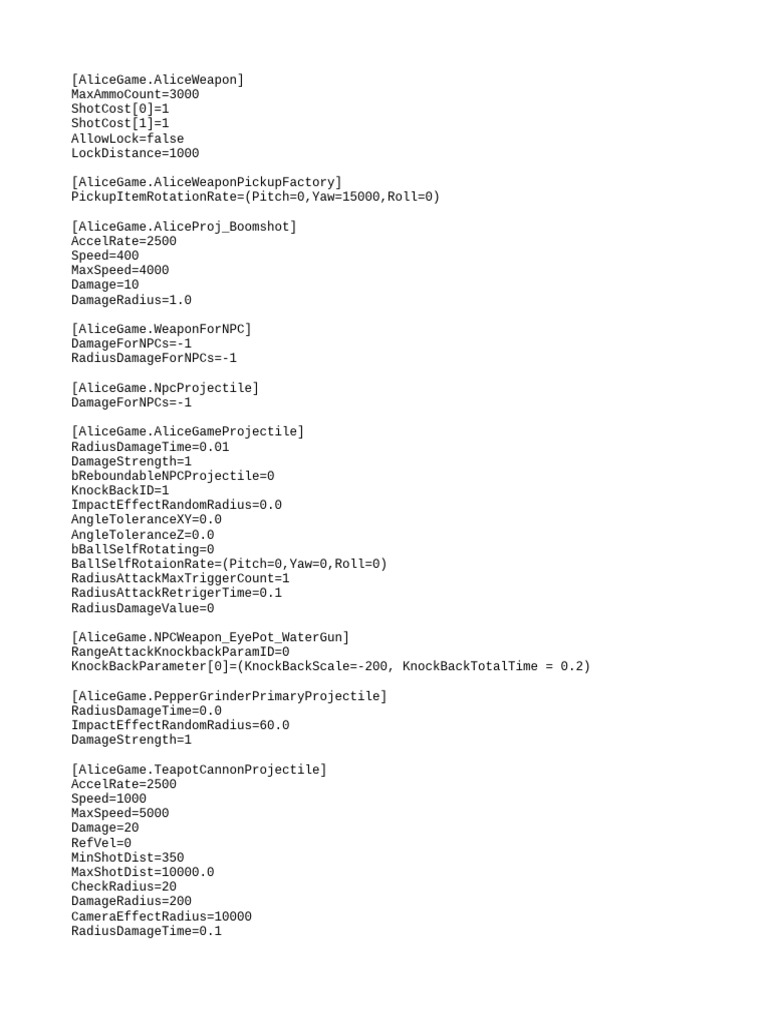 Alice Game Weapon Configurations | PDF