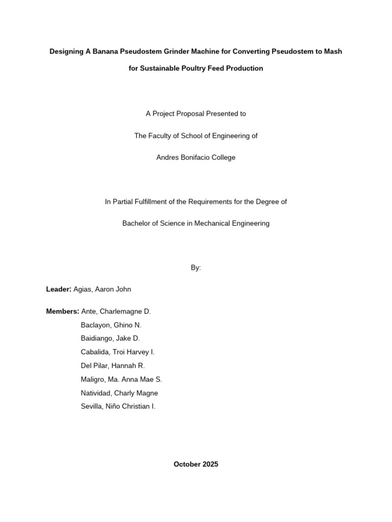 Pseudo Stem Banana Grinder Proposal 1 3 | PDF | Agriculture | Banana