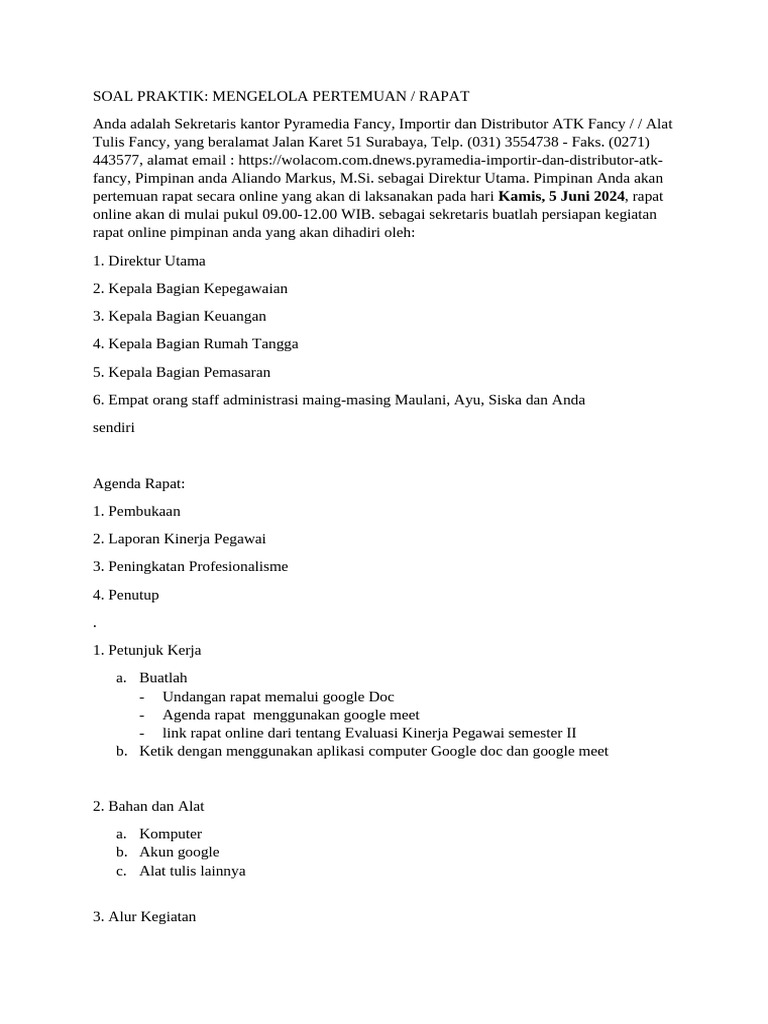 Latihan Mengelola Rapat Last Project Xi MPLB | PDF