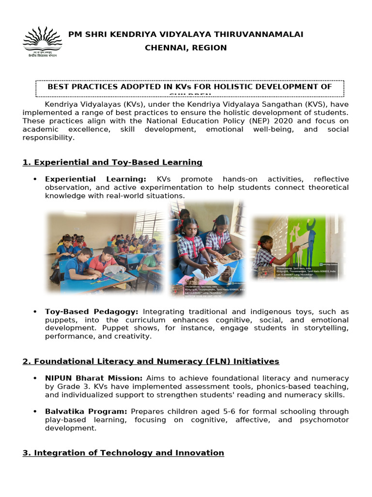 Best Practices in Kendriya Vidyalayas | PDF | Learning | Behavior ...