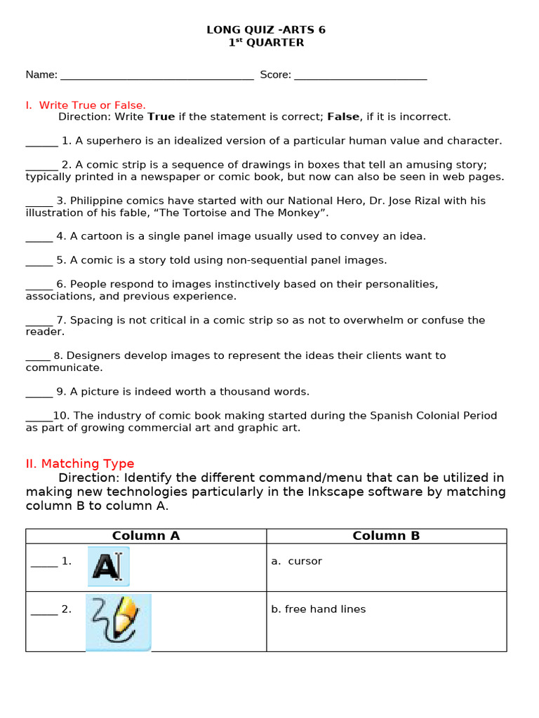 ARTS Long Quiz | PDF