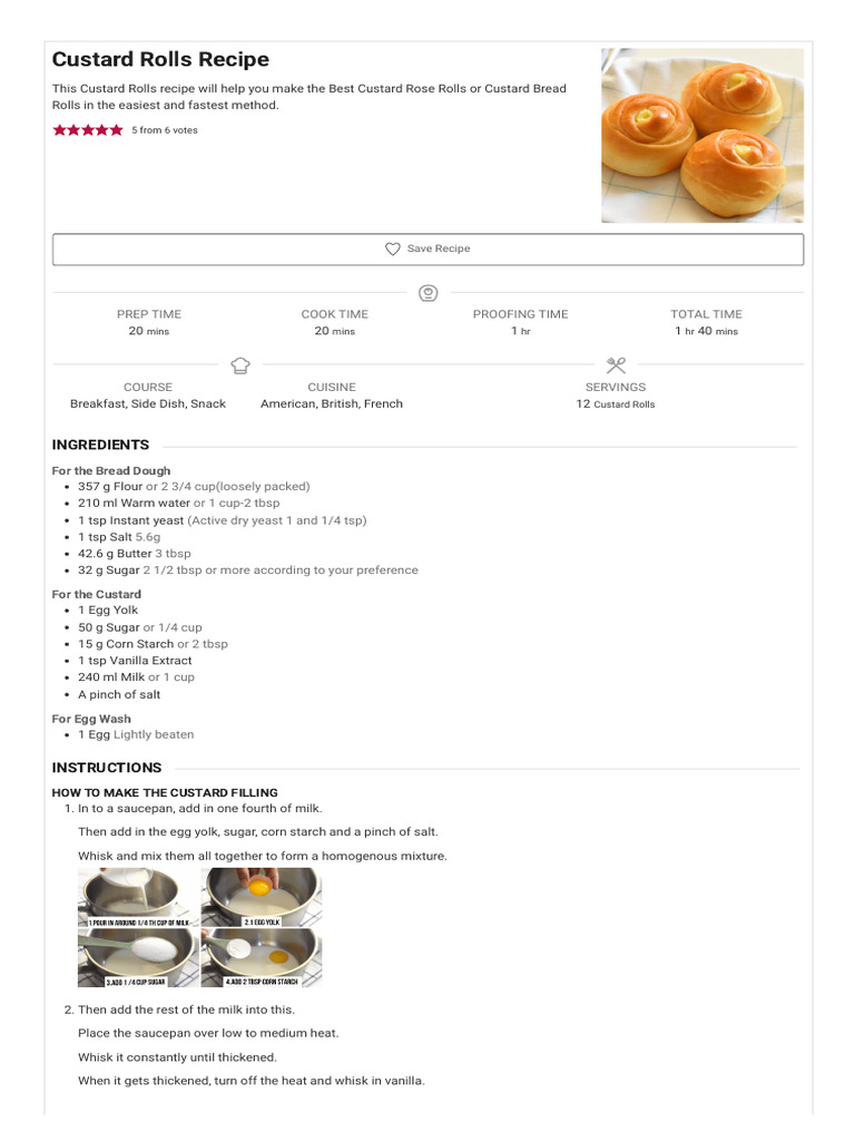Easy Custard Rolls Recipe | PDF | Custard | Food And Drink Preparation