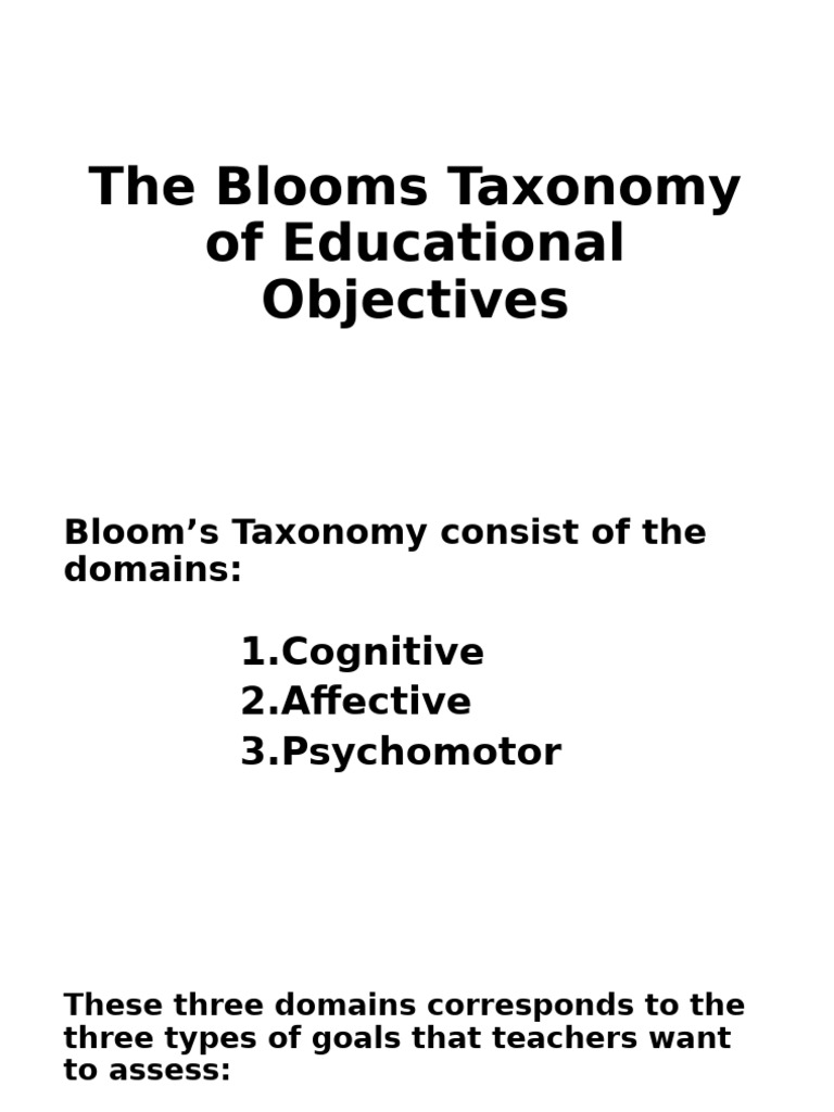 The Blooms Taxonomy of Educational Objectives | PDF | Neuroscience | Cognitive Psychology