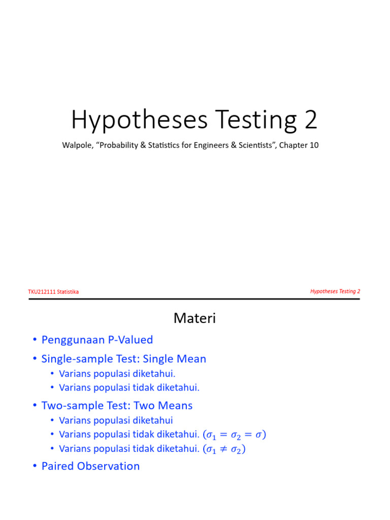 6 - Hypotheses Testing - 2 V2 | PDF