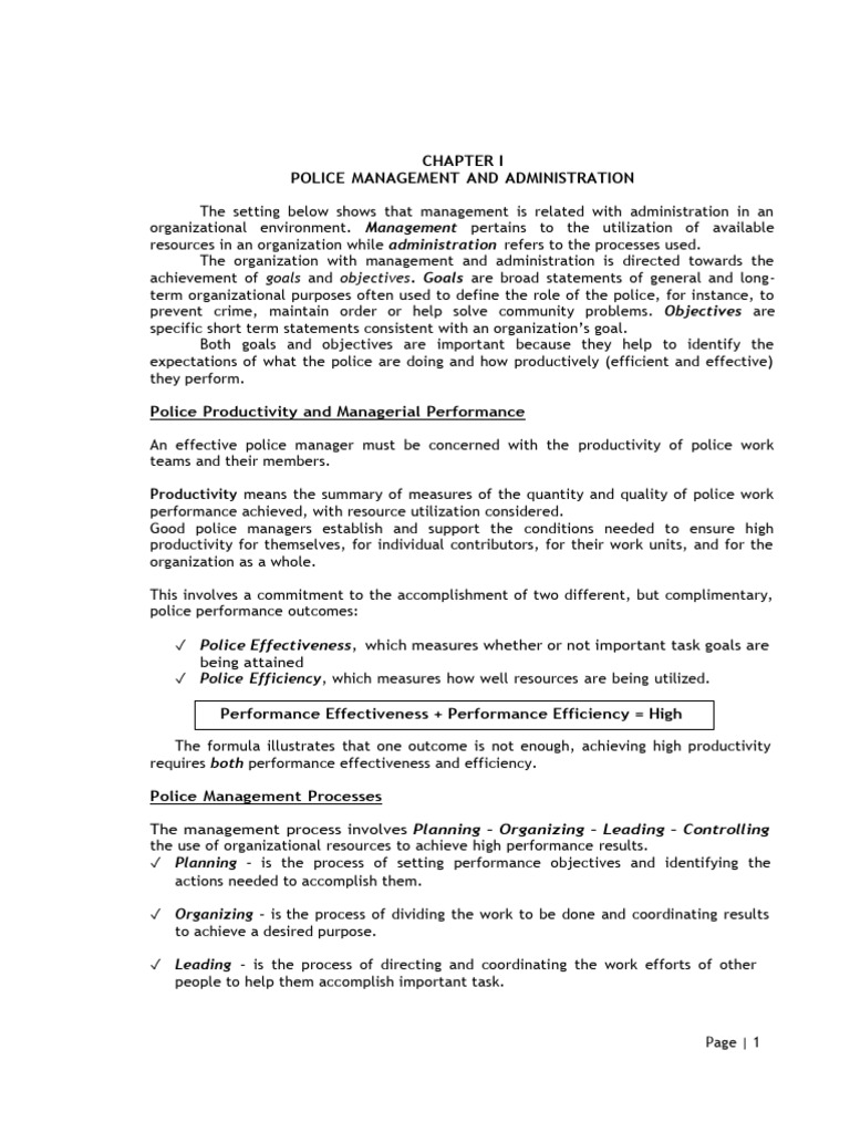 Police Management and Performance Insights | PDF | Motivation ...