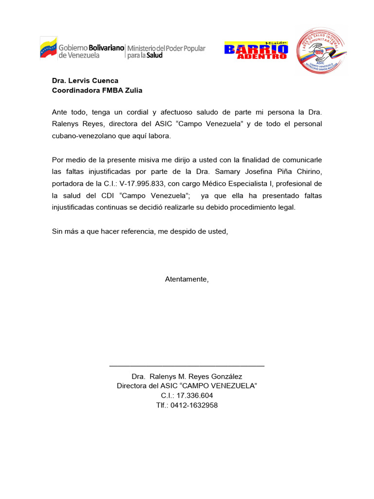 Carta Samary Piña | PDF