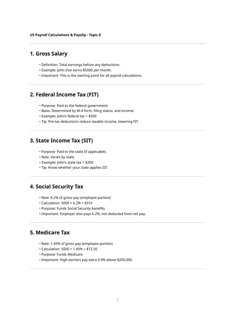 US Payroll Calculations Explained | PDF | Payroll Tax | Social Security ...