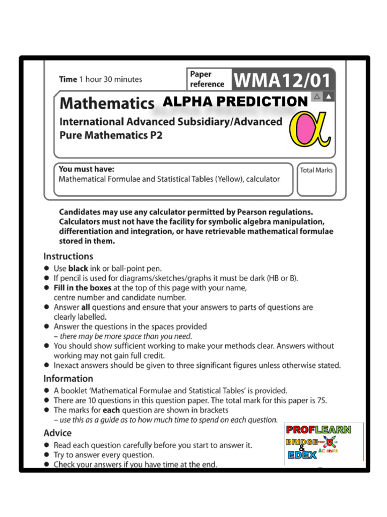 Pure Math 2 Prediction WORKED SOLUTION | PDF | Equations | Factorization