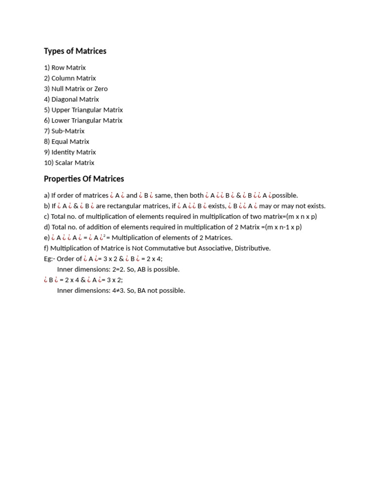 Types of Matrices | PDF