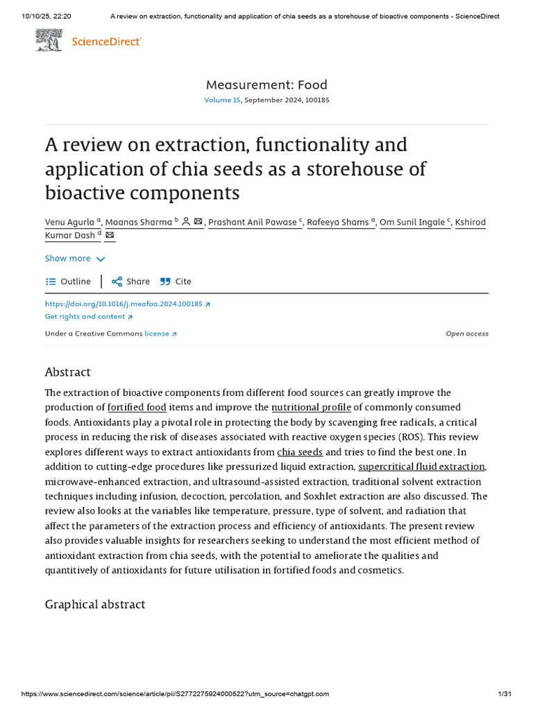 A Review On Extraction, Functionality and Application of Chia Seeds As ...