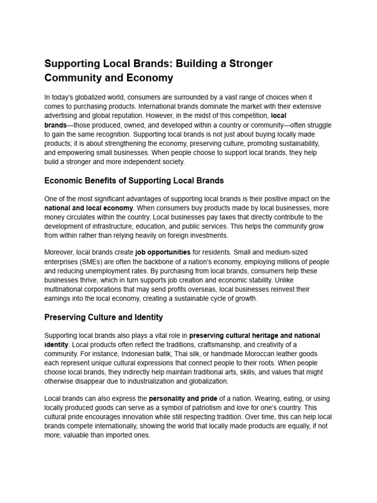 Benefits of Supporting Local Brands | PDF | Brand | Sustainability