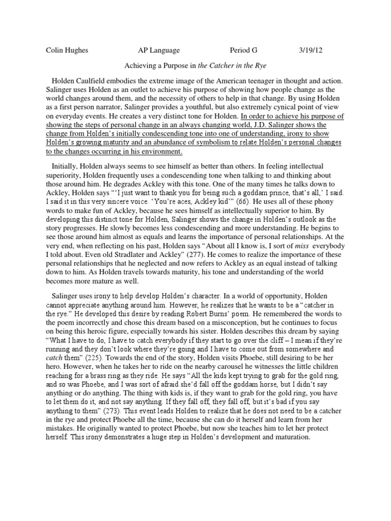 Holden's Journey in Catcher in the Rye | PDF | J. D. Salinger