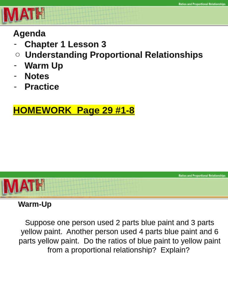 Chapter 1 Lesson 3 Presentation Understanding Proportional ...