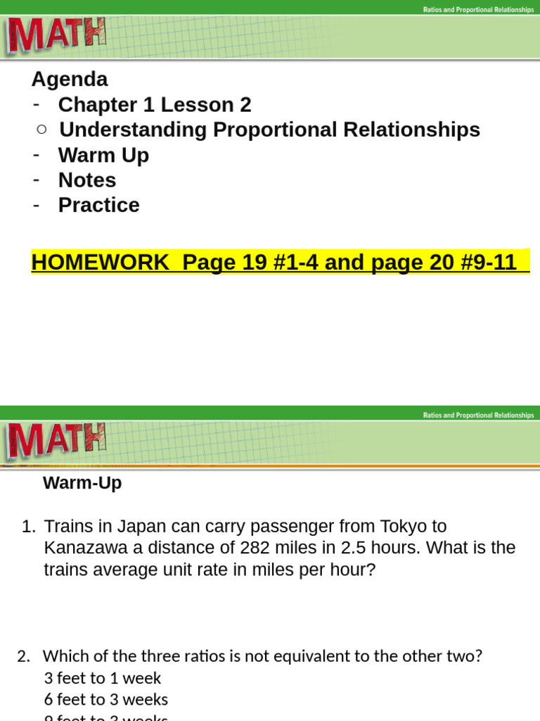 Chapter 1 Lesson 2 Presentation | PDF | Ratio | Foods