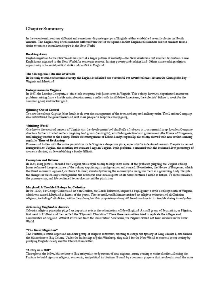 APUSH Divine Ch.2 Summary | PDF | Quakers | Massachusetts Bay Colony