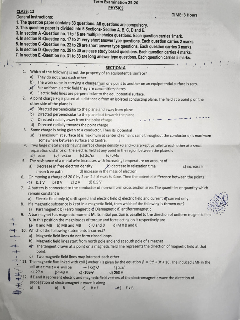 Physics Term Exam Question Paper | PDF