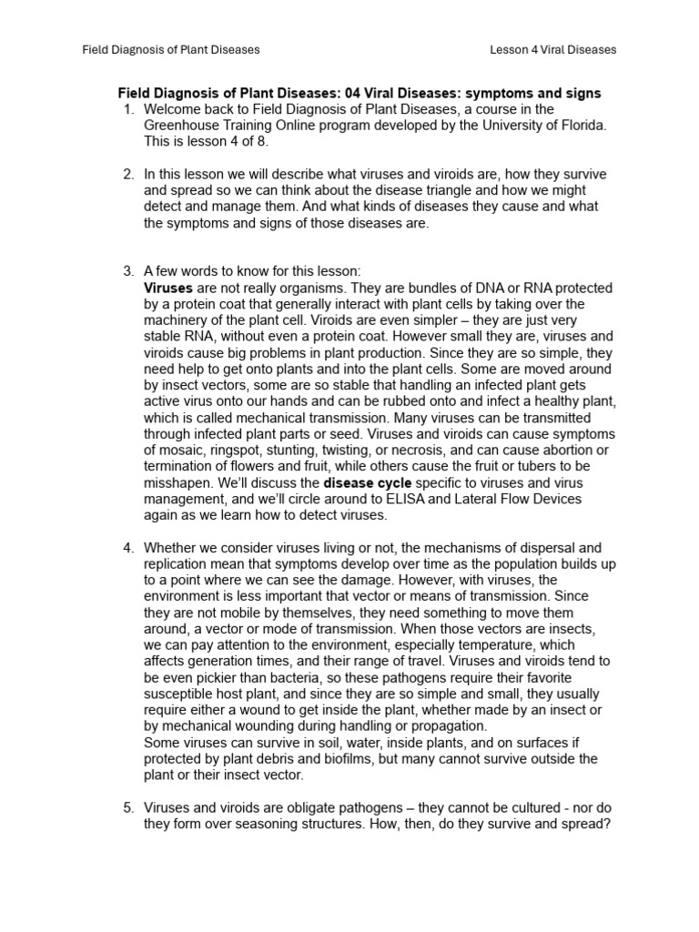 Lesson4Viral Diseases Symptoms and Signs | PDF | Plant Virus | Virus