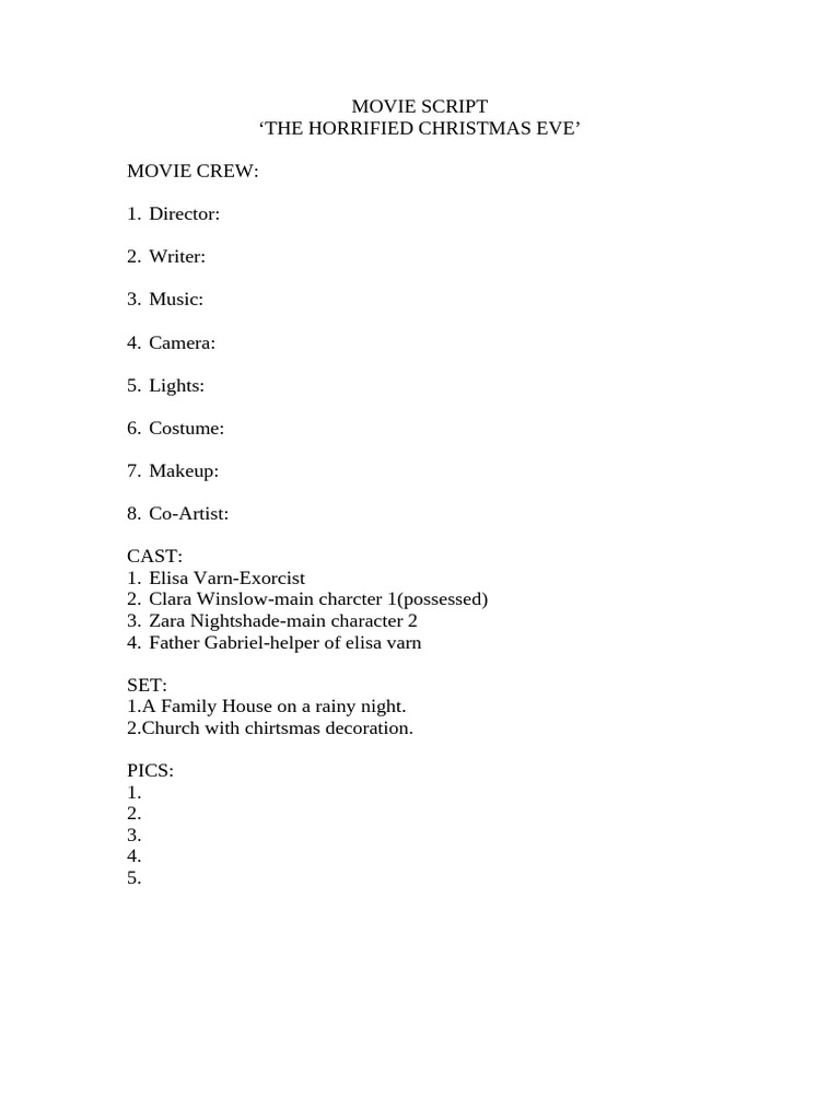 'The Horrified Christmas EVE' Movie Script | PDF