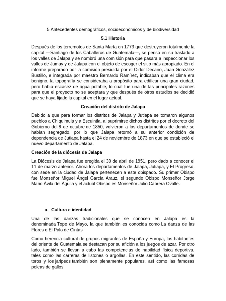 Historia y Cultura de Jalapa | PDF