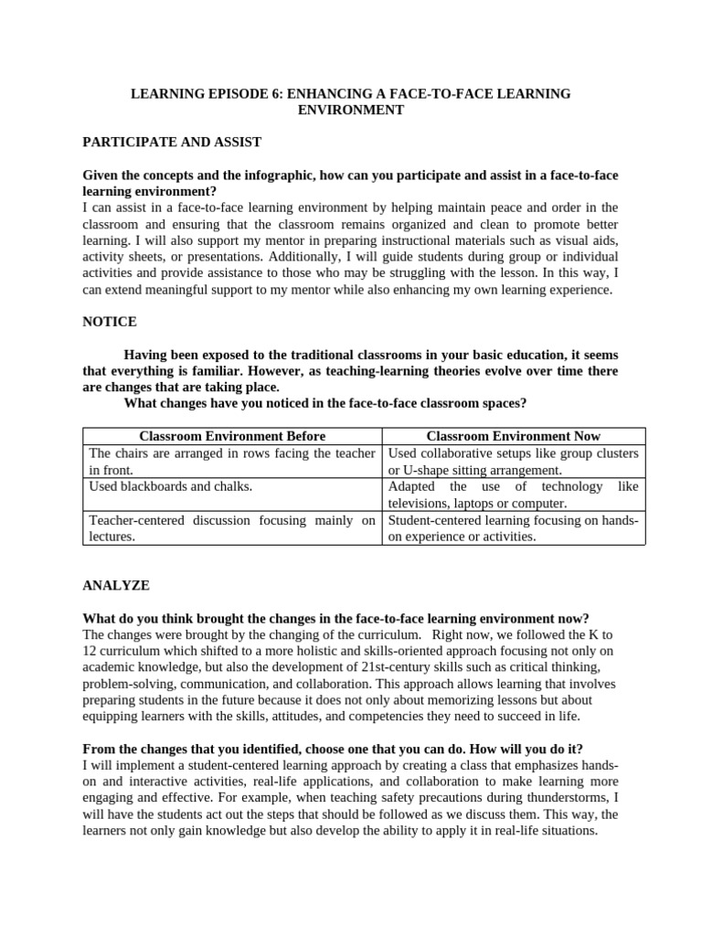 Enhancing Face-to-Face Learning | PDF | Learning | Classroom