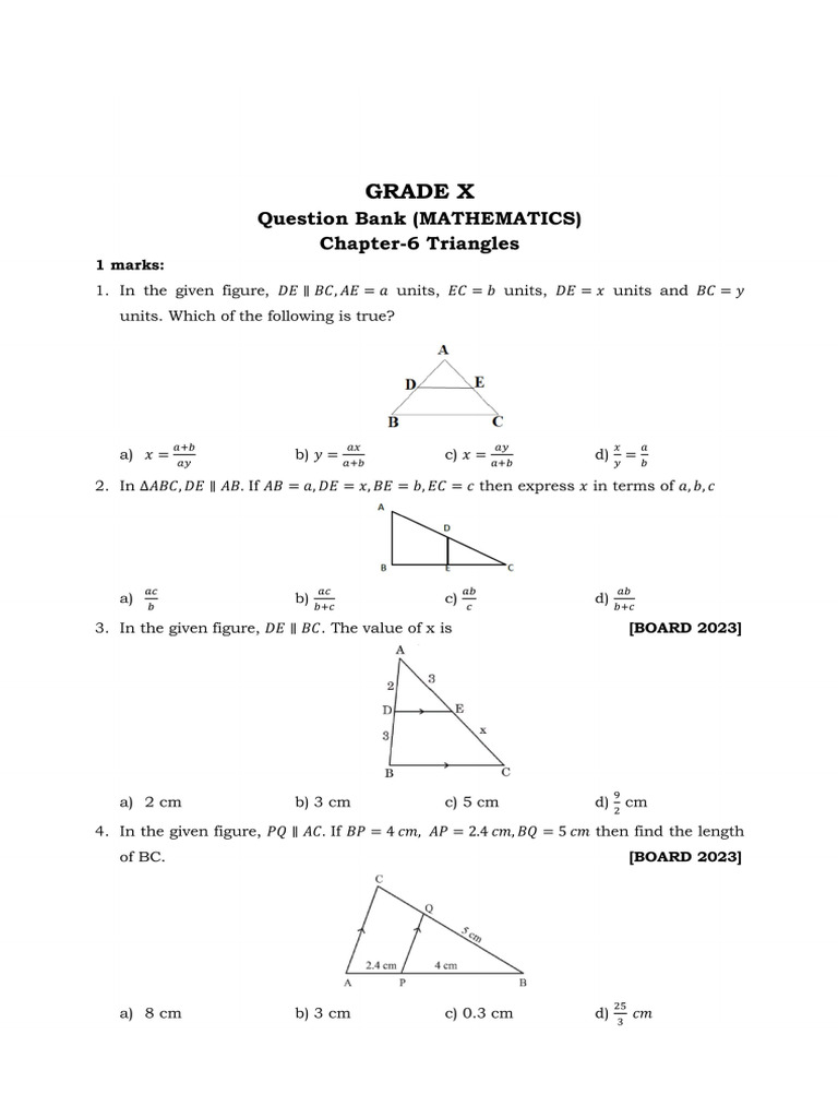 X Triangles Worksheet-4 | PDF