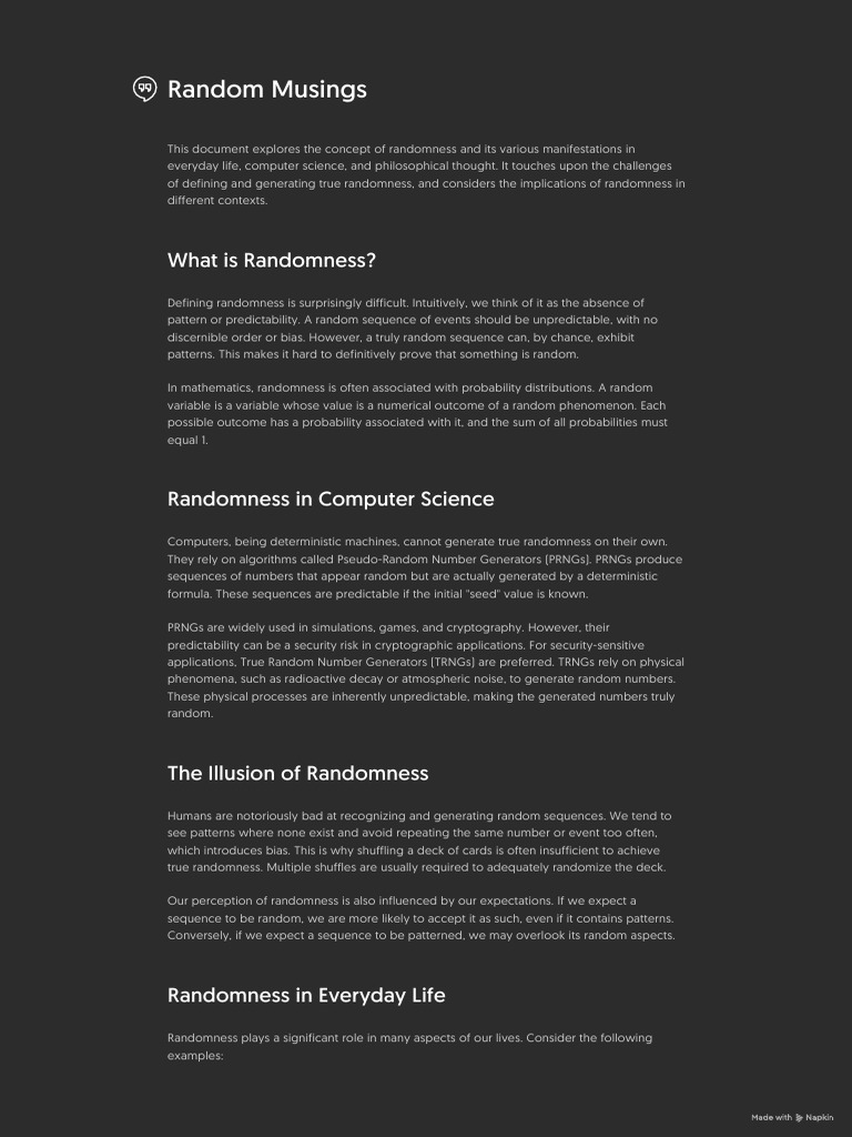 Random Musings | PDF | Randomness | Probability