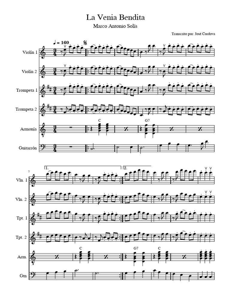 La Venia Bendita - Transcription Guide | PDF