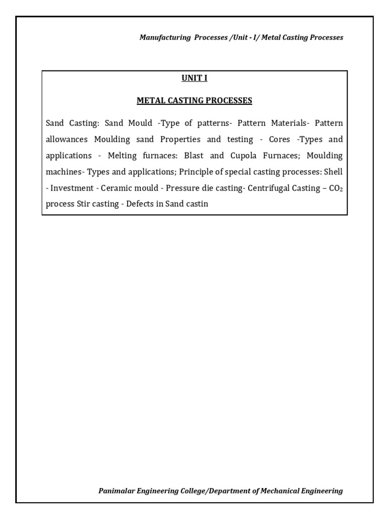 Metal Casting Processes Overview | PDF | Casting | Metalworking