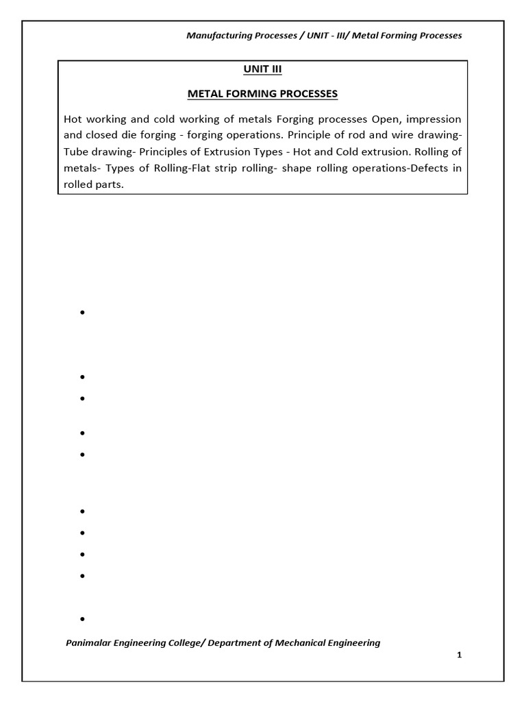 Metal Forming Processes Overview | PDF | Extrusion | Rolling (Metalworking)