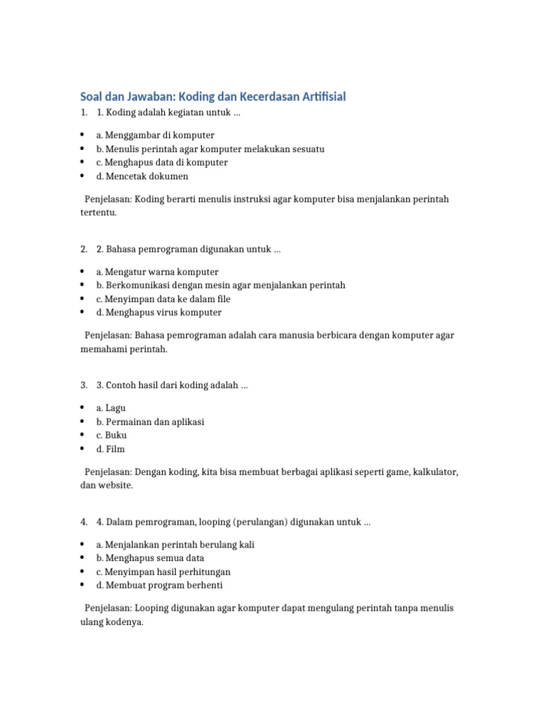 Kunci Jawaban Koding dan AI | PDF
