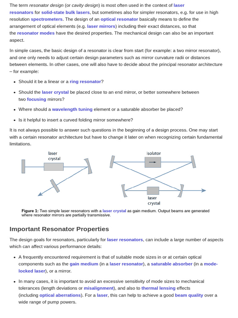 Resonator Design, Explained by RP Photonics Encyclopedia Cavity Design ...