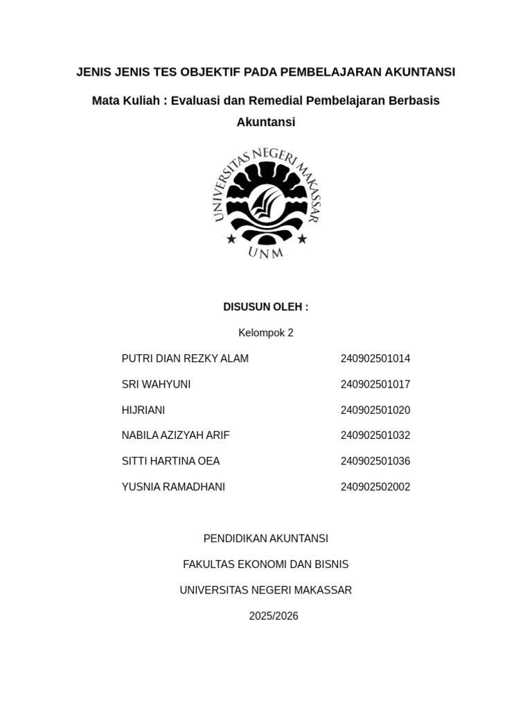 Tes Objektif Pembelajaran Akuntansi | PDF