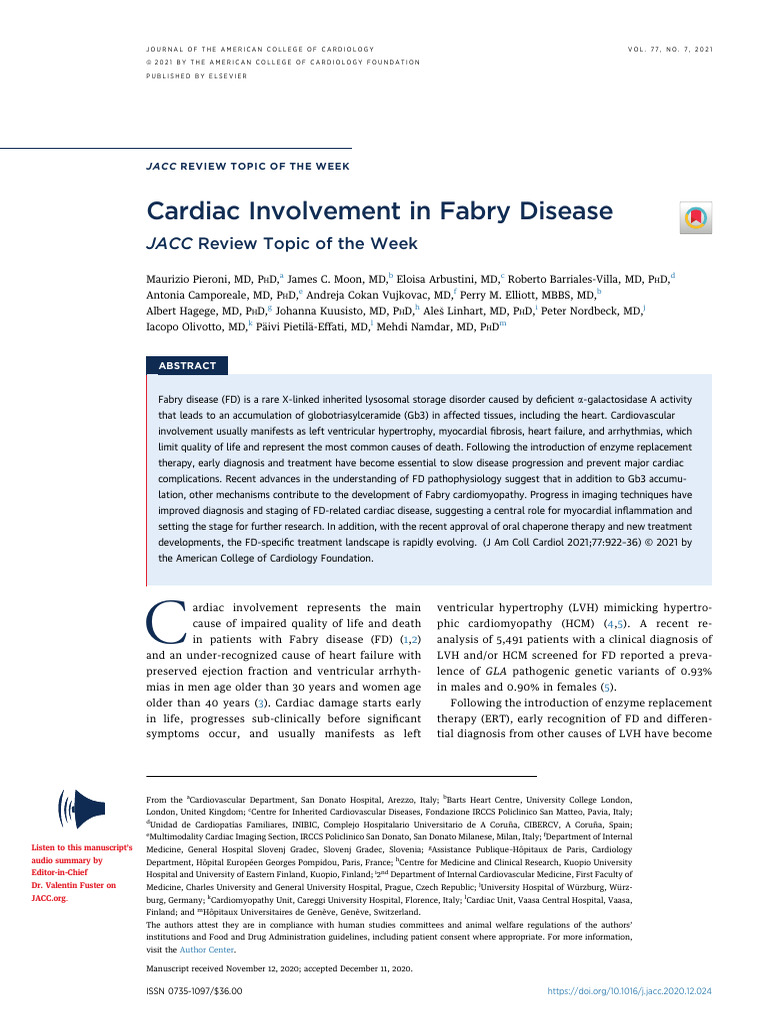 Cardiac Issues in Fabry Disease Explained | PDF | Cardiac Muscle | Heart