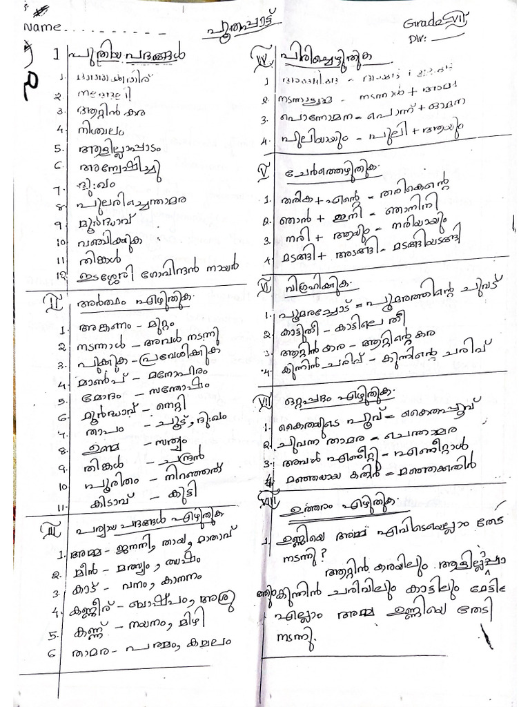 Malayalam Notes | PDF