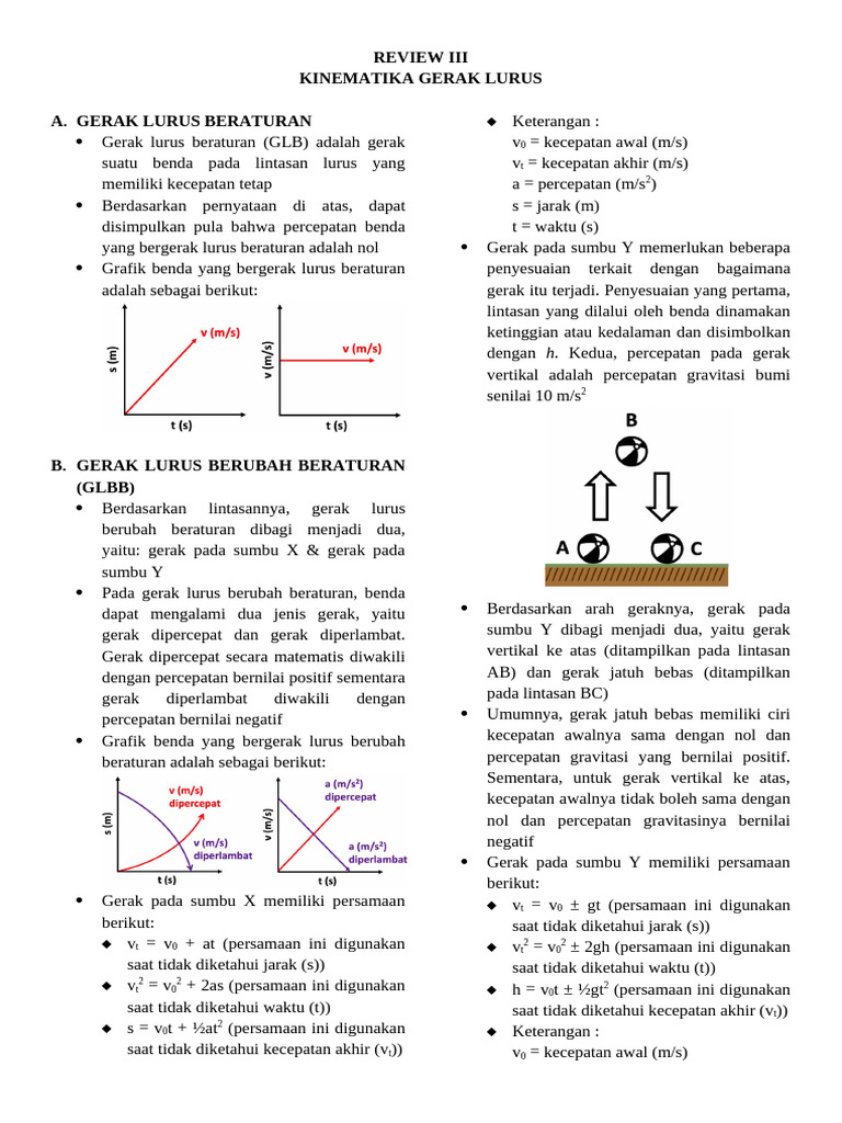 Kinematika Gerak Lurus dan Soal Latihan | PDF