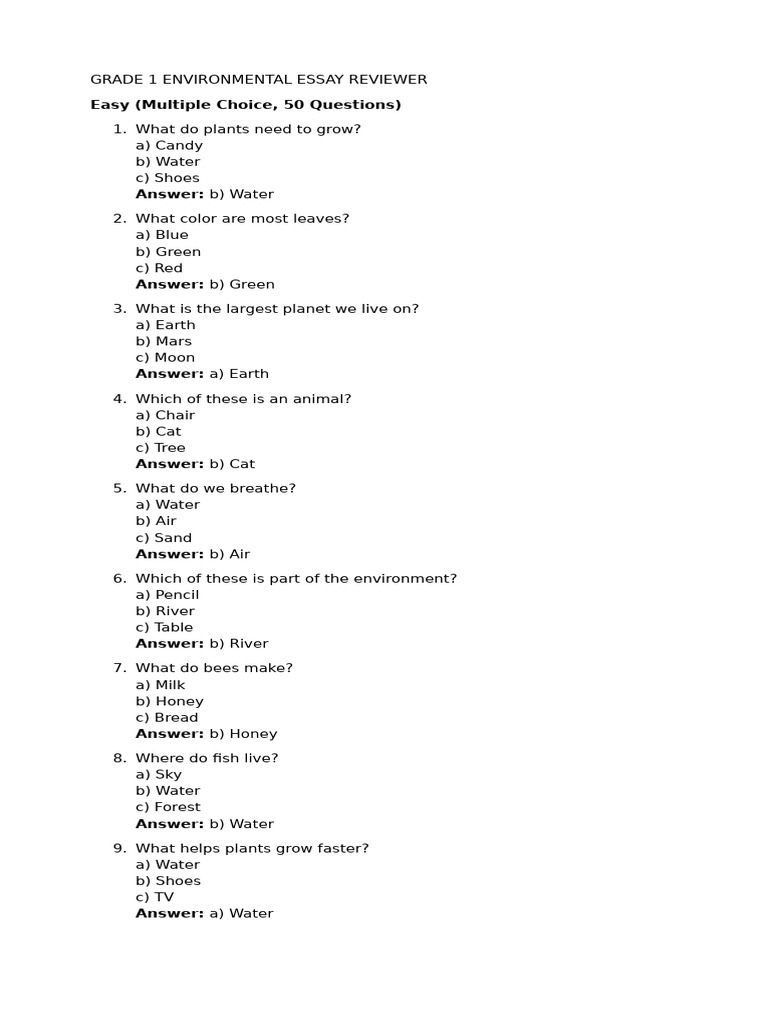 Grade 1 Environmental Essay Reviewer | PDF | Climate Change | Waste