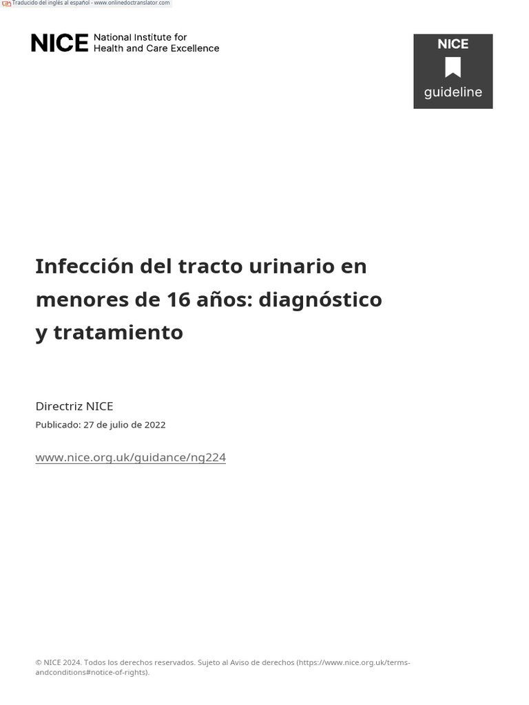 Guia Nice 2022.en - Es | PDF | Infección del tracto urinario | Infantes