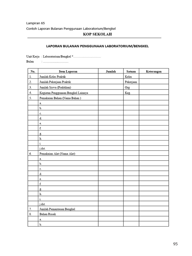 Laporan Penggunaan Laboratorium Sekolah | PDF