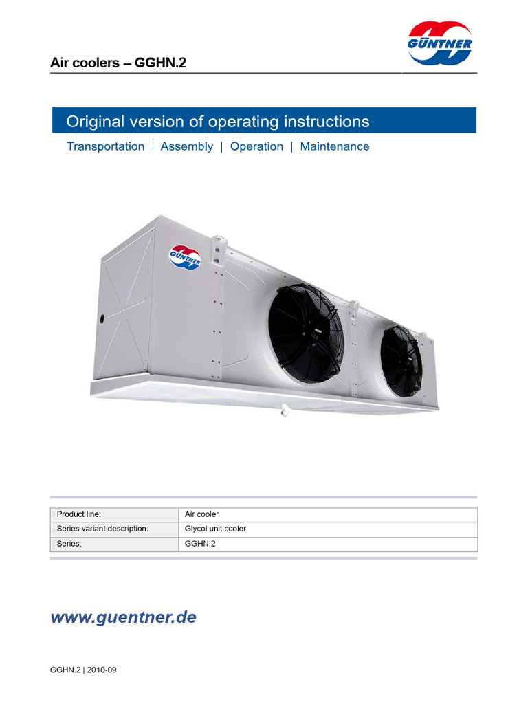 GGHN.2 Air Cooler Operating Manual | PDF | Coolant | Refrigeration
