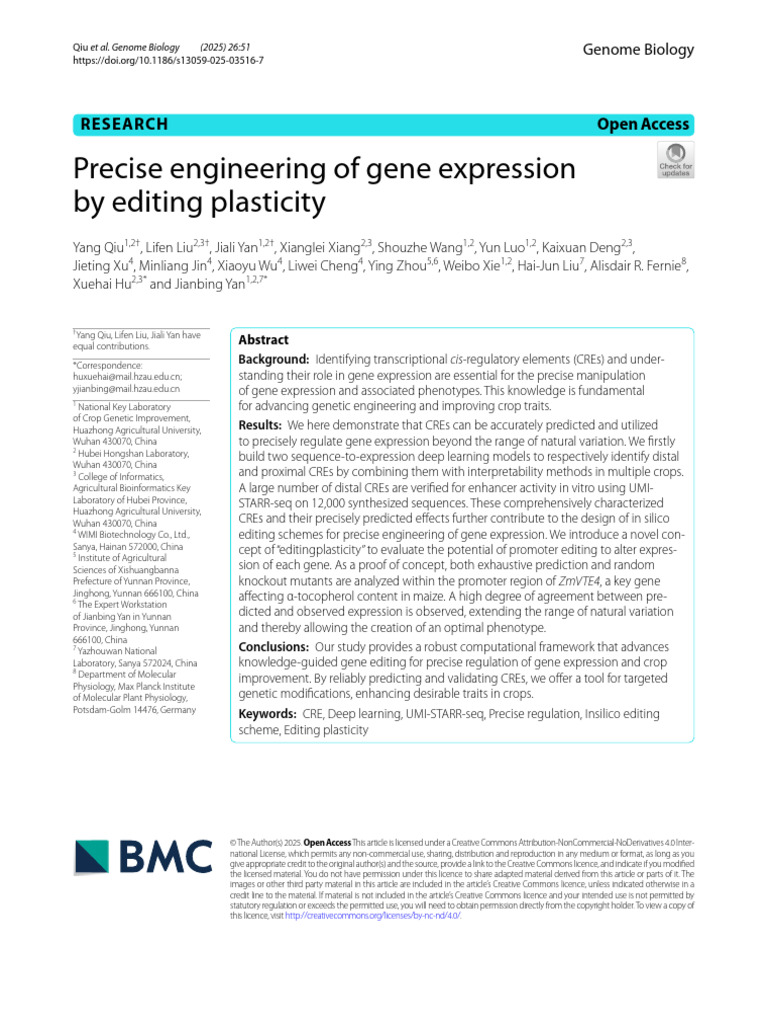 Genome Biology-Precise Engineering of Gene Expression by Editing ...