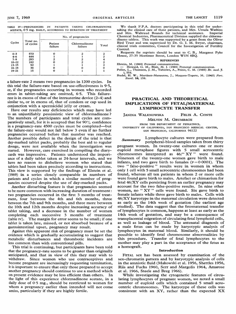 Practical and Theoretical Implications of Fetal:Maternal Lymphocyte ...