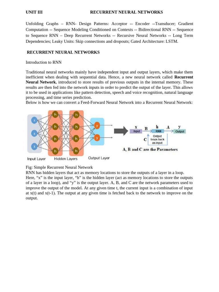 Deep Learning - AD3501 - Notes - Unit 3 - Recurrent Neural Networks ...
