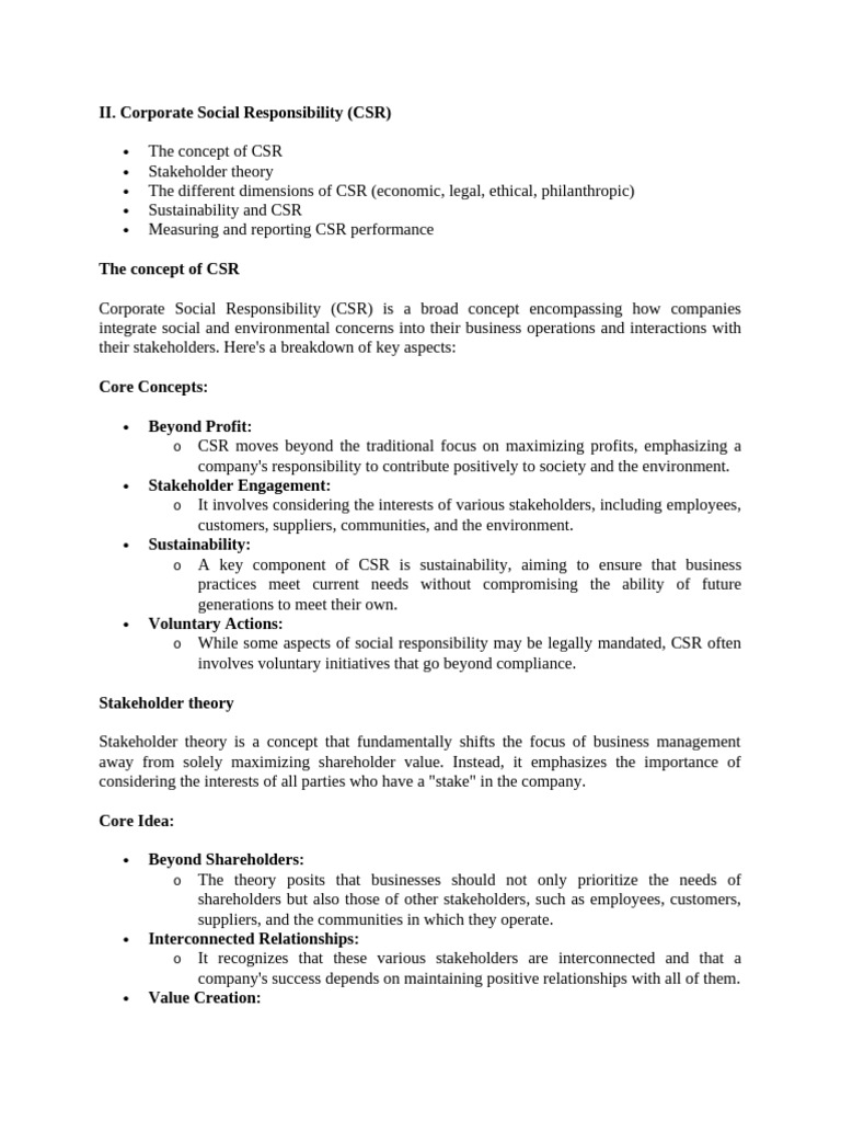 Business Ethics & CSR Ch. Two Notes | PDF | Corporate Social ...