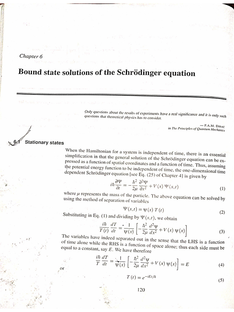 Bound State Solution of The Schrodinger Equations | PDF