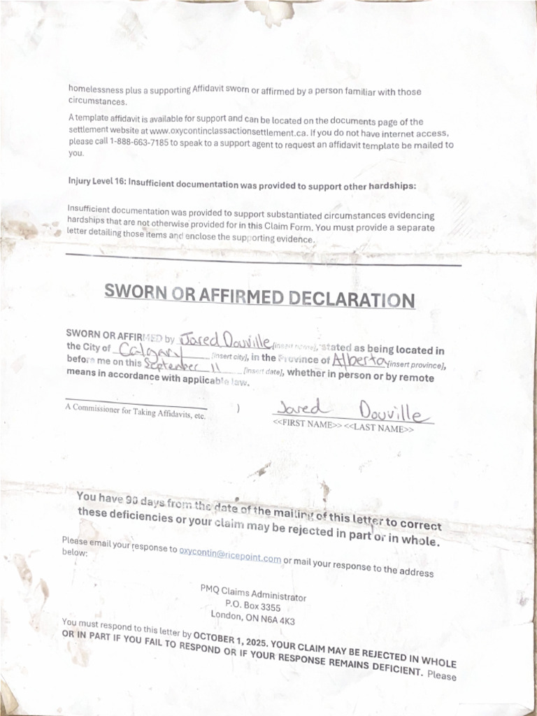 Homelessness Plus A Supporting Affidavit Sworn or Affirmed by A Person ...